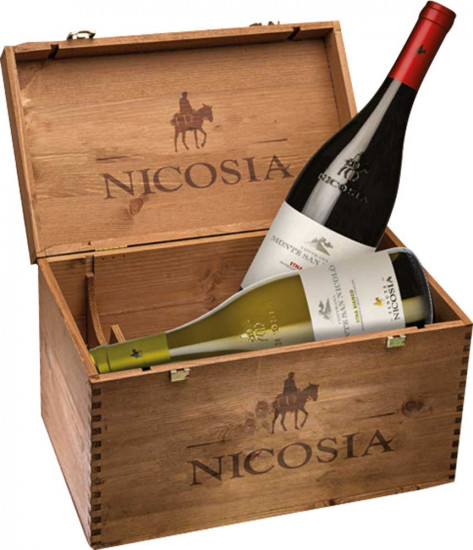 Nicosia 2022 Cassetta legno 4 Bottiglie Contrade Etna Doc Monte Gorna e ...